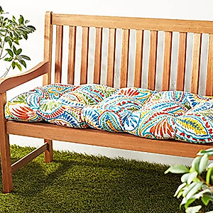 Pillow Perfect 572611 Outdoor/Indoor Ummi Multi Tufted Loveseat Cushion, 1 Count (Pack of 1), Blue