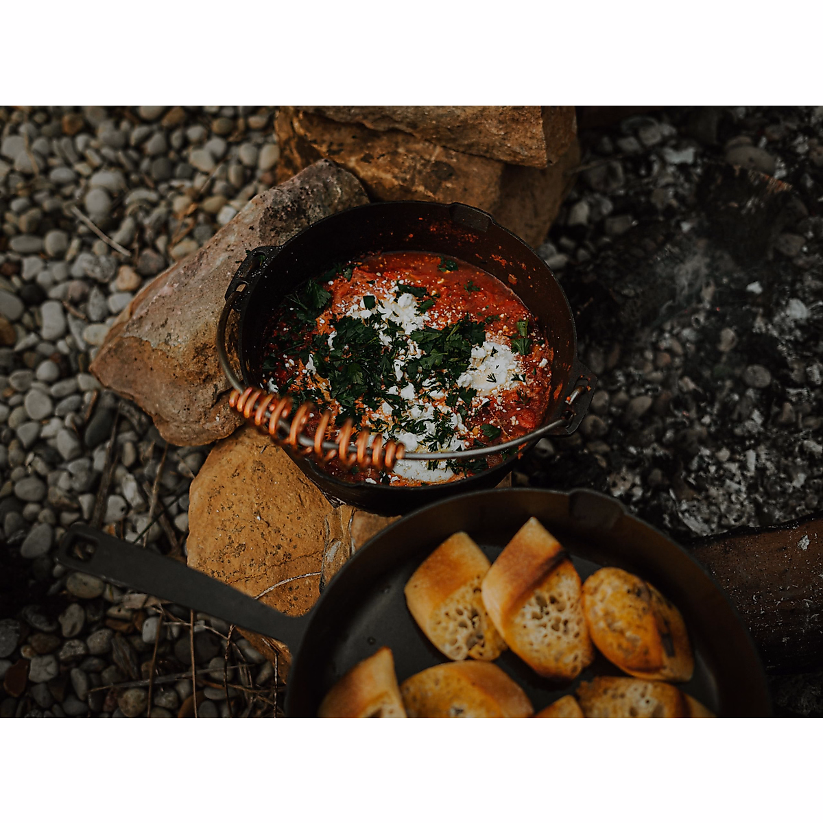 Barebones Polished Cast Iron Dutch Oven with Lid - 4-Quart Premium Performance Cookware with a Heat-Dispersing Copper Handle and Ring