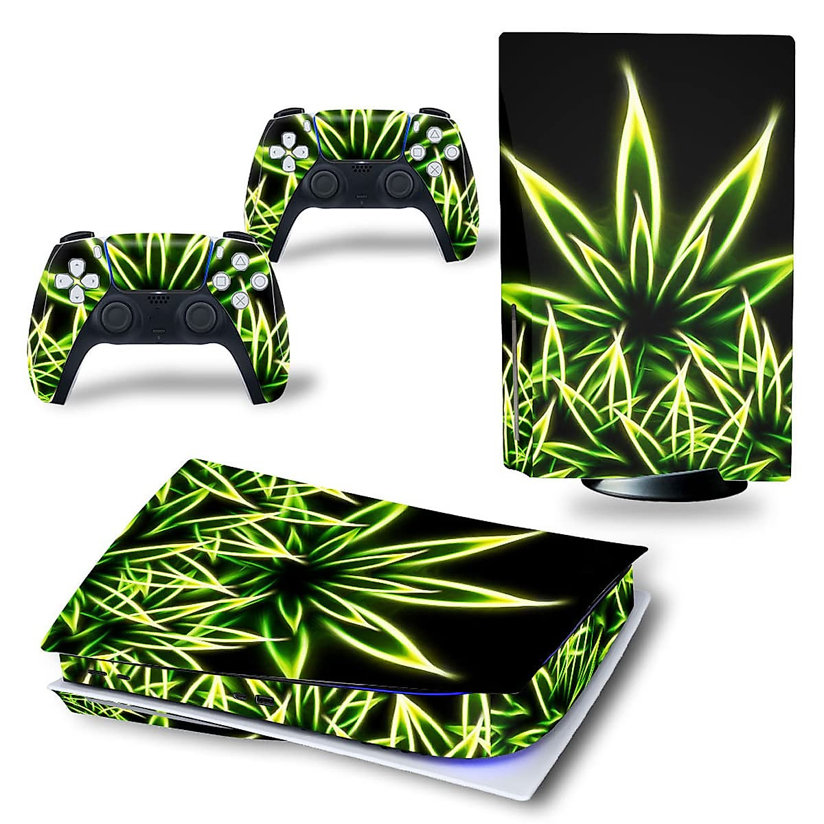 Vinyl Skin Sticker Decal Cover for PS5 Disk Version, Weeds PS5 Console and Controllers Skin