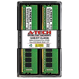 A-Tech 16GB (2x8GB) DDR4 2133MHz DIMM PC4-17000 UDIMM Non-ECC 2Rx8 1.2V CL15 288-Pin Desktop Computer RAM Memory Upgrade Kit