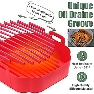 Air Fryer Liners, Air Fryer Silicone Liners Reusable, Air Fryer Accessories - Airfryer Liners Square 8.5 inch for 4 to 6 QT Air Fryer Liners Silicone, Air Fryer Liner Replace Parchment Paper