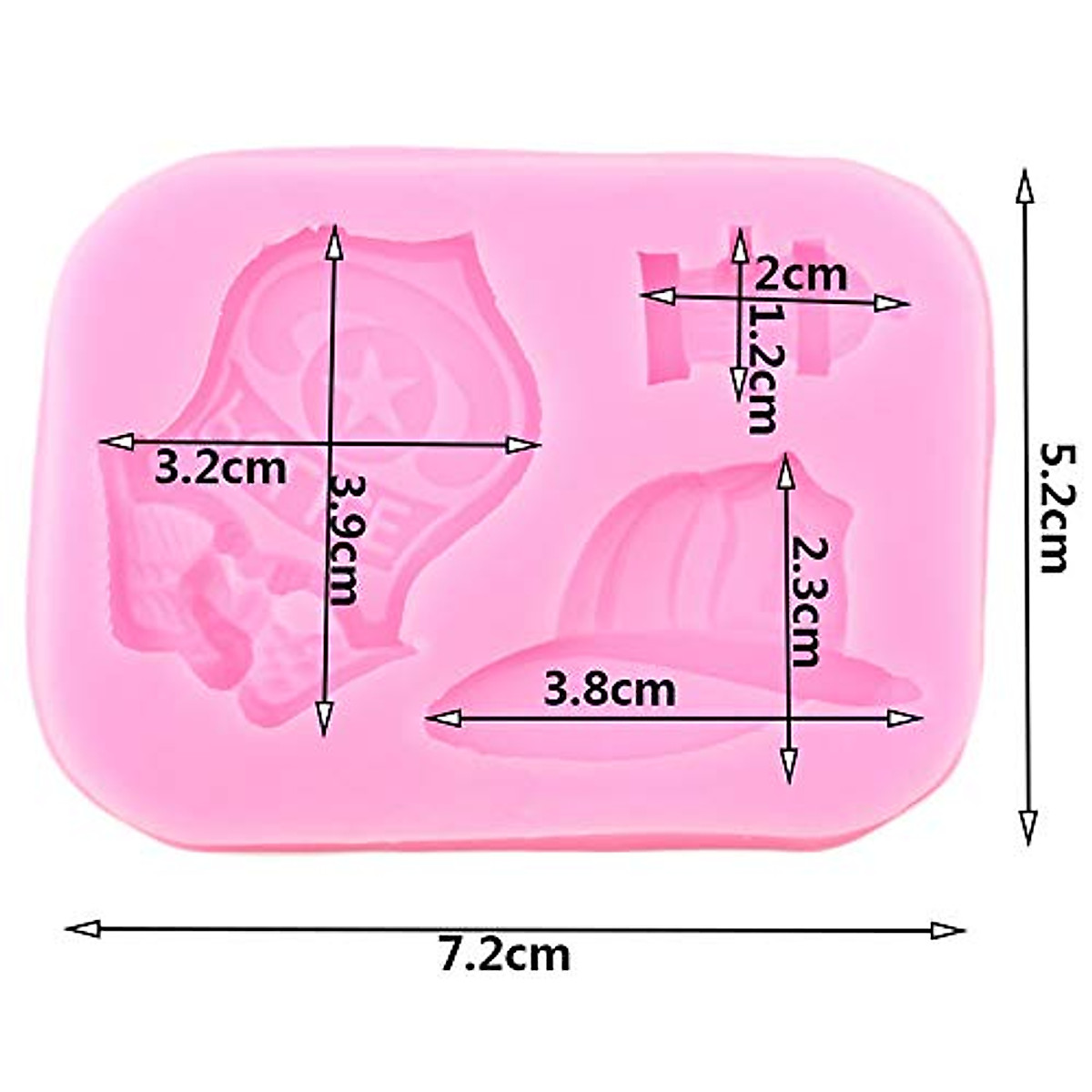 1pc Fireman Police Badge Hat Silicone Mold for DIY Gum Paste Crystal Handmad Soap Mould Candy Fondant Mold Ice Cube Pudding Jelly Shots Chocolate Cupcake Cake Topper Decoration Desserts