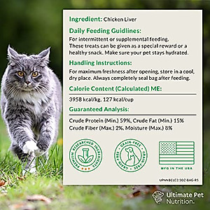 ULTIMATE PET NUTRITION Nutra Bites for Cats, Freeze Dried Raw Treats, Single Ingredient, Grain Free, Chicken Liver, 2.5 Ounce