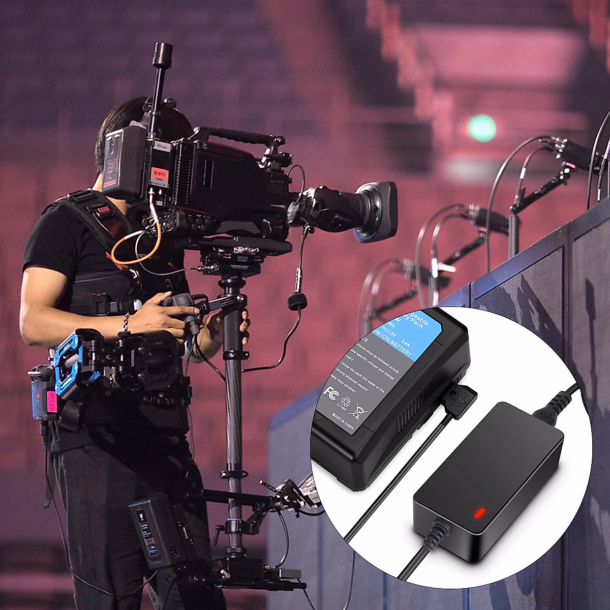 KUNLUN D-Tap Quick Charger[DC 16.8V/4A] with D Tap Cable for V-Mount/V Lock/Gold Mount Battery Charger, for Sony BP-U65 BP-U68 HDW-800P HDW-F900R PDW-680 PDW-850 DSR-650P PMW-F5