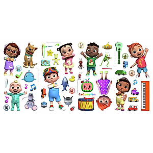 RoomMates RMK4958SCS Cocomelon Peel and Stick Wall Decals, Yellow, Green, Blue, Orange, Red, Purple, Pink, Brown, Gray