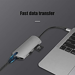 XUNMAIFHB Portable Docking Station,8-in-1 USB Type-c Converter 1 Drag 8 Computer Splitter USB3.0A, HDMI, RJ45 (Gigabit) TF/SD, PD Fast Transmission