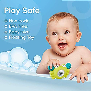 Aycorn Digital Baby Bath Thermometer Baby Safety - Fahrenheit Water Temperature Thermometer & Room Thermometer with LED Display and Temperature Warning - Infant Baby Bath Toys Floating Toy Thermometer