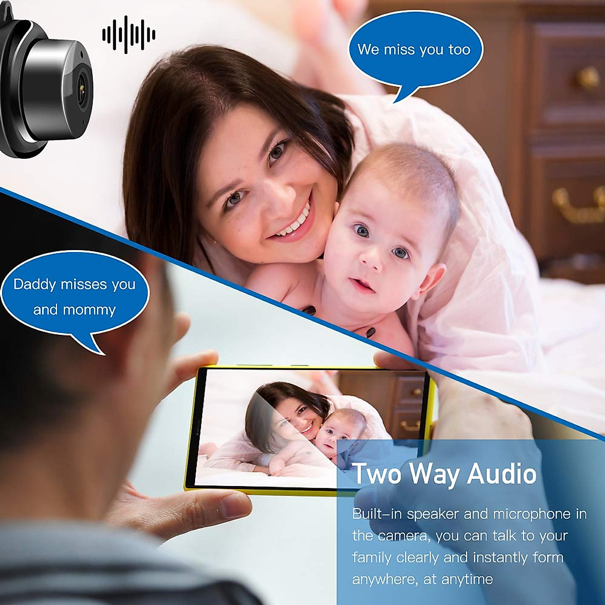 Veroyi Mini IP Camera WiFi Home Security Surveillance Nanny Camcorder with 2 Way Audio Motion Detection Night Vision