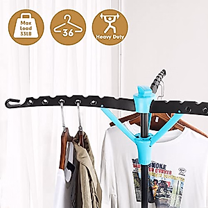 RYGOAL Tripod Clothes Drying Rack, Collapsible Laundry Drying Rack with 3 Arms and 36 Garment Hangers, Indoor Clothing Drying Rack for Wet and Dry Laundry