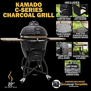 VISION Grills Ceramic Kamado (Large, Black Bundle)