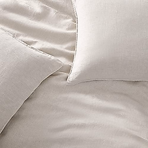 DAPU 100% Linen Duvet Cover Set - Pure Natural French Flax Linen with 8 Corner Ties and Zipper Closure Soft Breathable Durable for Hot Sleepers 1 Duvet Cover 2 Pillowcases (Natural Linen, Queen/Full)