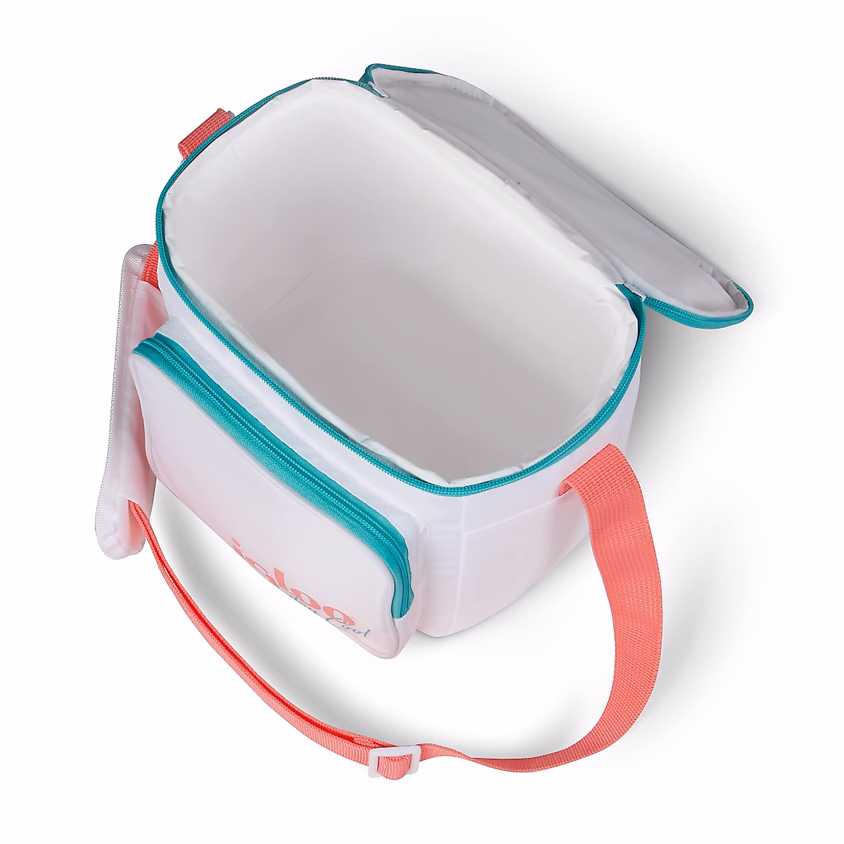 Igloo 90s Retro Collection Square Lunch Box Cooler with Front Pocket and Adjustable Strap, White