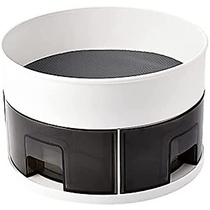 Lazy Susan – Kimikimi, 2 Tier 360 Degree Rotation (Spices Rack) Freestanding Kitchen Cabinet Turntable and Spice Organizer Set of 4 with Spoons for Powder Seasonings, White, 5.91 x 9.06 inches