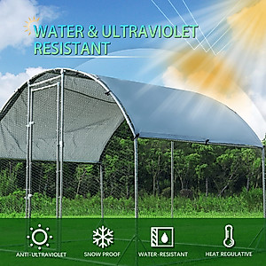 TOLEAD Large Metal Chicken Coop Upgrade Tri-Supporting Wire Mesh Chicken Run,Chicken Pen with Water-Resident and Anti-UV Cover,Duck Rabbit House Outdoor(9’ W x 6.6’ L x 6.5’ H)