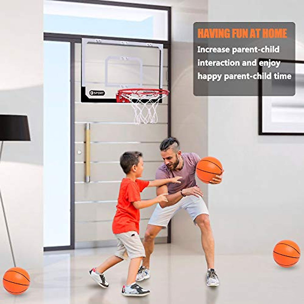 Upgrade Basketball Hoop Set for Kids-Extra Large 24” x 16” Pro Indoor Basketball Hoop for Door & Wall with 3 Balls, Complete Accessories, Basketball Toy Gift Perfect for Boys Girls Teens Adults
