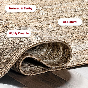 nuLOOM Rikki Coastal Braided Jute Area Rug, Oval 4x6, Off-white