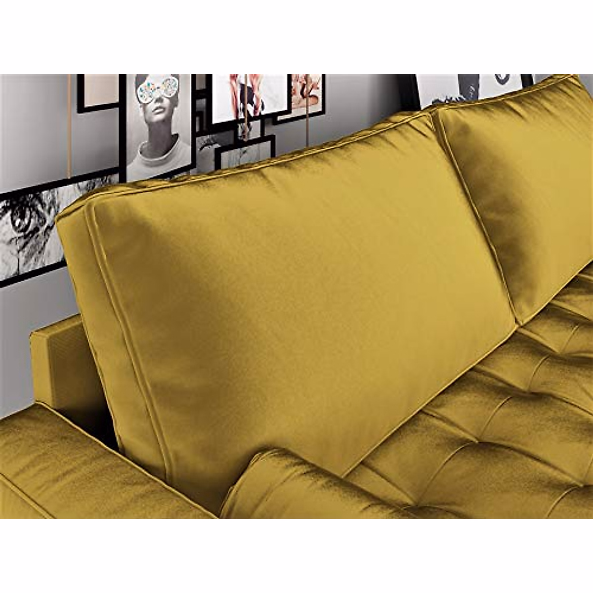 US Pride Furniture NS5459-S Caladeron Mid-Century Modern Sofa in Soft Velvet, Goldenrod
