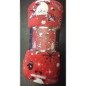 Ho Ho Ho Merry Christmas Collection by Décor&More Microplush Holiday Throw Blanket (60" x 50") - Red Santa