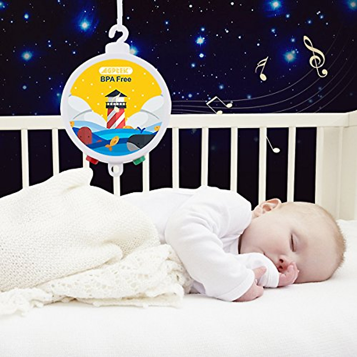 Baby Musical Mobile, AGPtek Battery-Operated Baby Bedding Rotary Music Box Plays Twelve Tunes