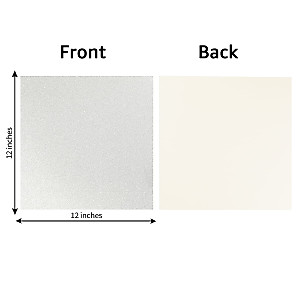 12 Pieces Blank 12 x 12 Cardstock Glitter Thick Paper Cards for DIY Birthday, Wedding Party Supplies, Graduation Party, Invitation Cards Making (Silver)
