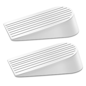 KOLAKO Door Stops, Rubber Door Stopper Wedge, Heavy Duty Extra Large Floor Doorstops for Bottom of Door, Security Big Door Stoppers Wall Protector, 2 Pack (White)