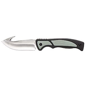 Old Timer Trail Boss 9in Fixed Blade Gut Hook Knife with High Carbon Stainless Steel Blade, TPE Grip Handle, and Custom Molded Sheath for Hunting, Field Dressing, Skinning, Gutting, and Outdoors
