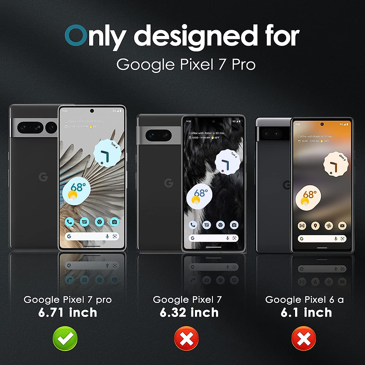 YWXTW [2 Pack] Privacy Screen Protector for Google Pixel 7 Pro,Tempered Glass Anti-Spy 9H Hardness Film for Google Pixel 7 Pro,HD Anti-Scratch Easy Install Bubble Free Case Friendly