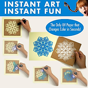 Starlight Cyanotype Kit Deluxe | Instant 8"x10" Cyanotype Paper – No Water Needed | 20 Sheets of Sun Paper, UV Flashlight & Art Stencils | Sun Printing Kit for Kids, Crafts & Science