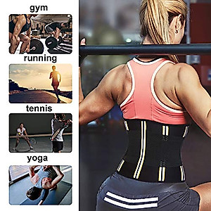 Nebility Women Waist Trainer Belt Tummy Control Waist Cincher Trimmer Sauna Sweat Workout Girdle Waist Slimmer Belly Band (S, Black-white)