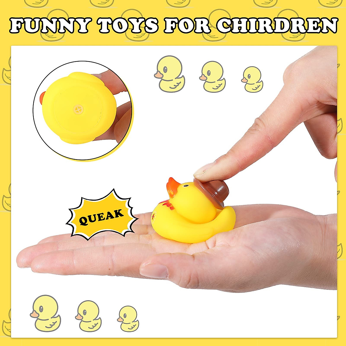 Set of 24 Cowboy Rubber Ducks with Hat Western Rubber Duckies Cowboy Mini Ducks Bathtub Ducky Favors Small Duck for Shower Birthday Swimming Western Party, 2.1 x 2 x 1.9 Inches