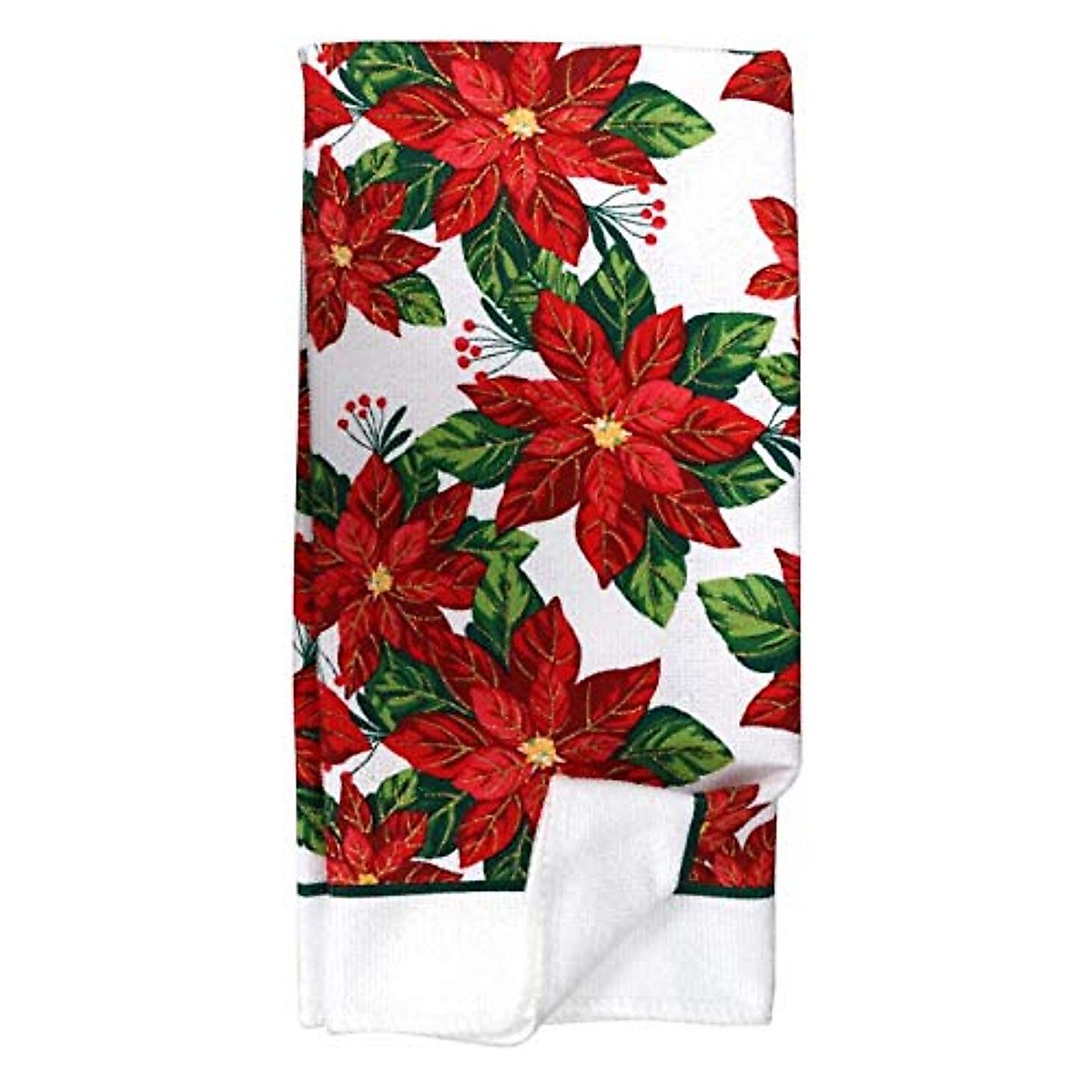 Poinsettia 5 Piece Christmas Kitchen Linen Bundle With 2 Dish Towels, 2 Potholders, and 1 Oven Mitt …