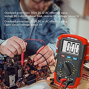 HOLDPEAK Digital Multimeter HP-37A, Tester Amp Ohm Capacitor Tester Battery Test, with Auto Backlit Manual Ranging for DC & AC Voltage, Resistance, Temperature, Positive Diode Voltage ℃ Reading (Red)