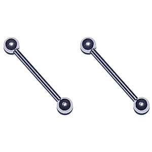 Painful Pleasures 2x 18 Gauge 18g 316L Stainless Steel Straight Barbell Tragus Earring Body Piercing Ring Inch Pair Set of 2 (18g-5/8 Long-3mm Ball)