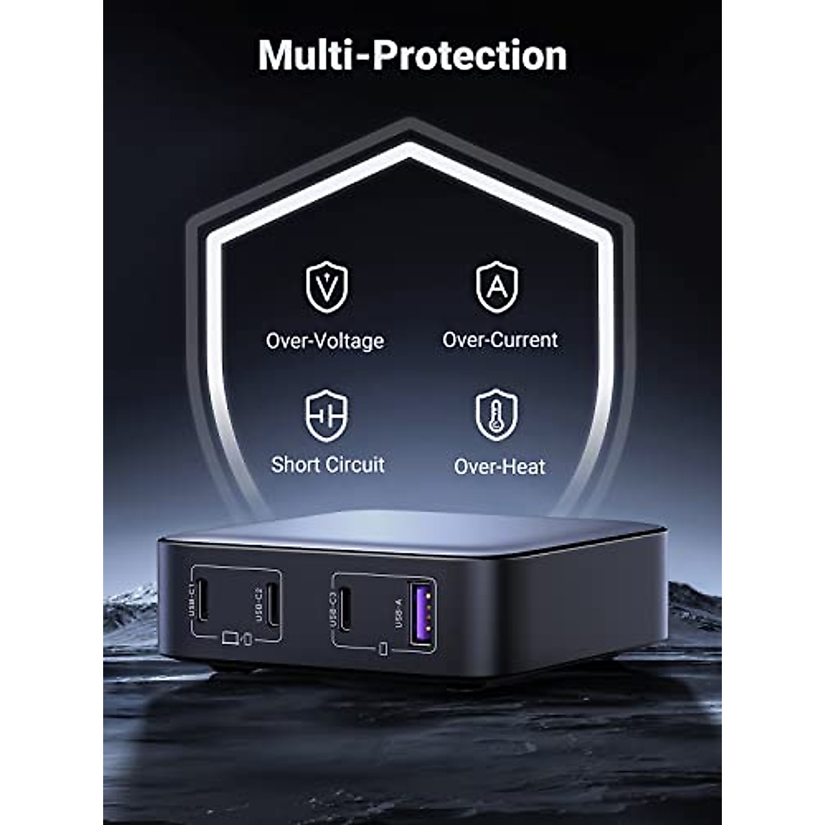 UGREEN 100W USB C Charger, Nexode 4 Ports USB C Charging Station, GaN Fast Desktop Charger Compatible with MacBook Pro, Dell XPS 15, iPhone 14 Pro Max/13, Galaxy S23 Ultra, iPad, Steam Deck and More