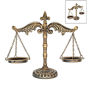 Owlgift Vintage Style Metal Libra Jewelry Display, Scale Tray Cosmetic Organizer, Jewelry Storage, Unique Centerpiece Stand – Bronze