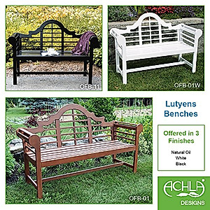 Achla Designs OFB-11 Lutyens Indoor/Outdoor Garden Bench, Black, 4 ft