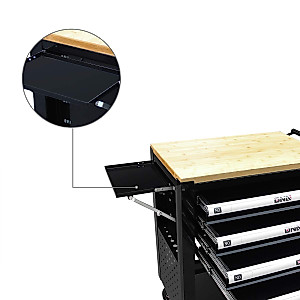 DNA MOTORING 30" W X 37" H X 18" D Large Capacity 4-Drawer Chest Rolling Tool Cart Locking Swivel Cabinet (TOOLS-00003) with Keys, Black