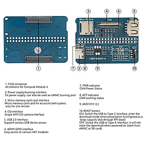 Mini Base Board for Raspberry Pi Compute Module 4, Cm4 B to B Connector Quad Core Cm4 Ultra Mini Expansion Board for Web Application Development