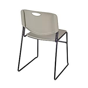 Cain 42" Square Breakroom Table- Grey & 4 Zeng Stack Chairs- Grey