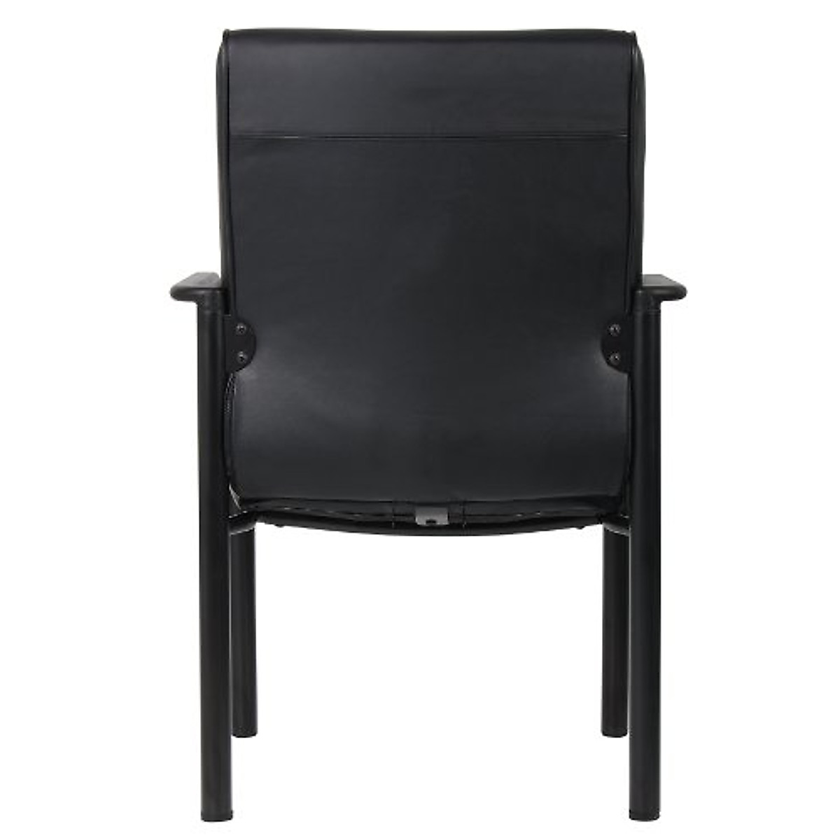 Boss Office Products Mid Back LeatherPlus Guest Chair in Black, 250 lbs