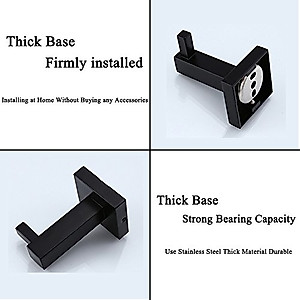 LJLink Wall Clothes Hooks Black Hooks SUS 304 Stainless Steel Heavy Duty Hooks Wall Mounted Modern Bath Hooks for Robe Coat Towels Hat Hanger Bathroom Kitchen Bedroom Hotel Garage, 2 PCS