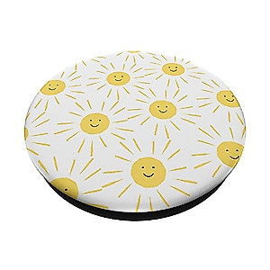 Smiling Sun Pattern Cute Happy Sunny Face Nature Cartoon PopSockets Swappable PopGrip
