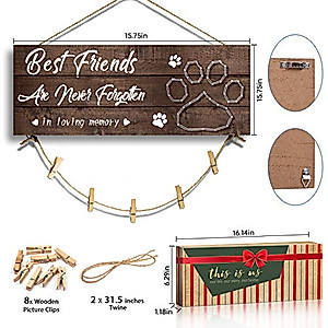 GEMTEND Pet Memorial Gifts, Paw Prints Sympathy Frame Gift for Loss of Dog and Cat, Dog and Cat Memorial Gifts, Clips and Twine for Photo Hanging, Makes a Personalized Gift for Pet Lovers