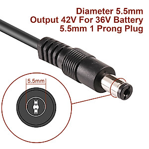 42V 2A Charger 1 Prong for 36V Lithium Ebike Escooter Compatible with Gotrax and All Brands' Electric Bike Scooter 5.5mm Plug