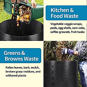 Outdoor Compost bin, Large Capacity, Expandable Outdoor composter, Create Fertile Soil Quickly, Easy to Assemble