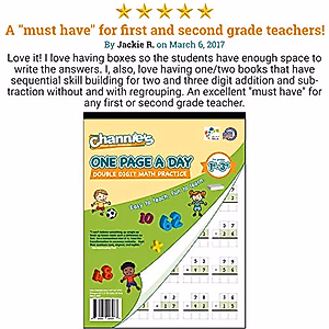 Channie's One Page A Day Double Digit Math Problem Workbook for 1st Graders, 2nd Graders, and 3rd Grade Simply Tear Off On Page a Day For Math Repetition Exercise! Addition and Subtraction Workbook