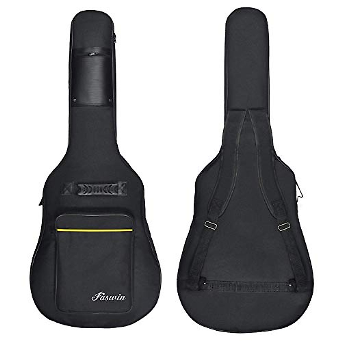 Faswin 41 Inches Guitar Bag Dual Adjustable Shoulder Strap Acoustic Guitar Gig Bag, Guitar Case Waterproof Oxford Cloth 0.3 Inch Thicken Sponge Pad, Black
