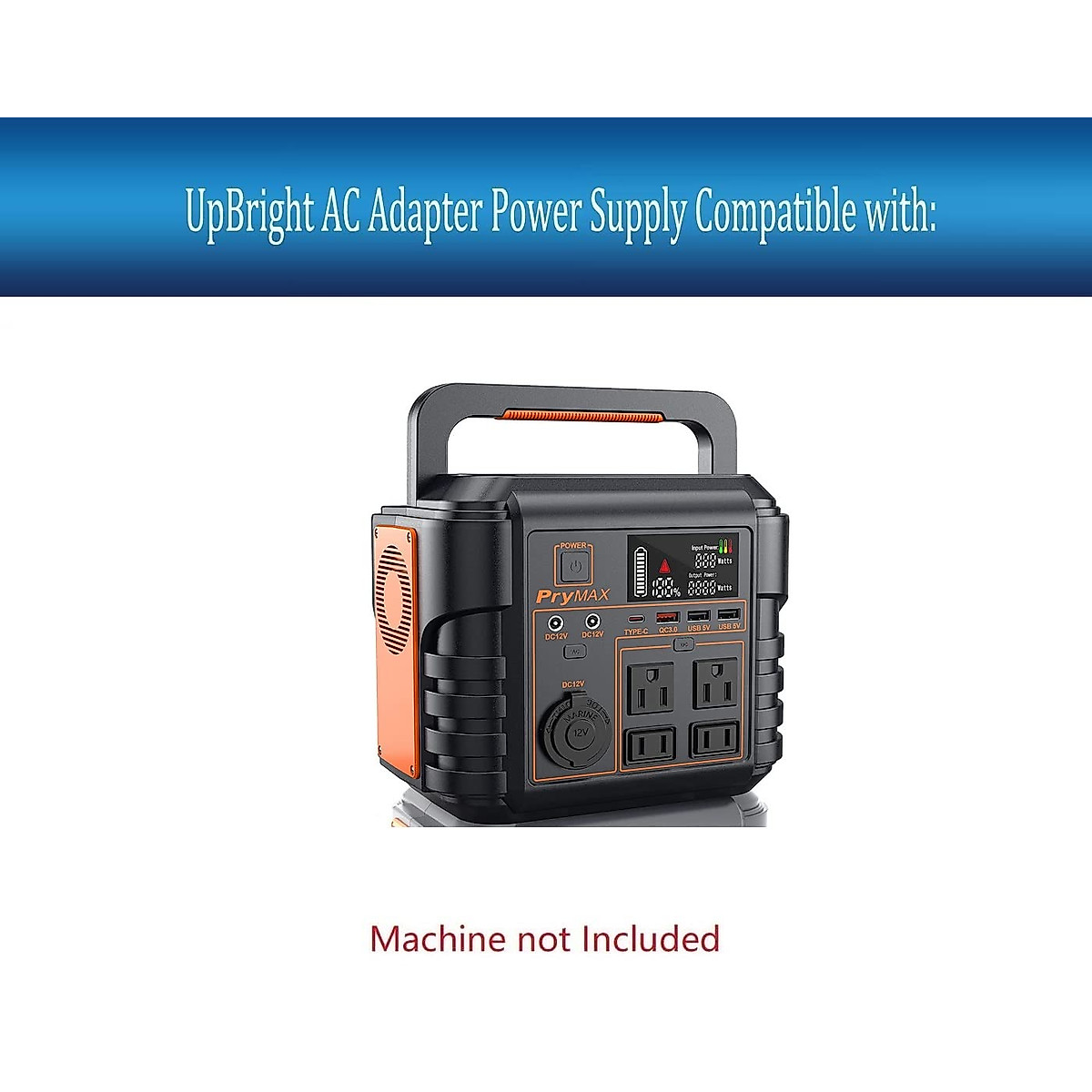 UpBright 12V - 19V AC/DC Adapter Compatible with PryMAX R300 PS-YXA330 330W M330 Portable Power Station 298Wh 3.7V 80000mAh 296Wh Lithium Ion Battery JYH32-1903420 19VDC 3A 3.42A 19.0V Supply Charger