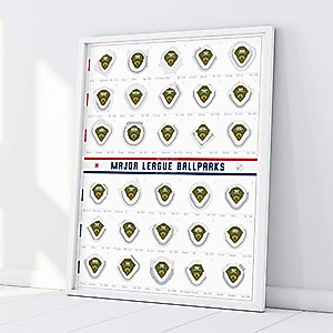 Enno Vatti Major League Ballparks Baseball Stadium Scratch Off Map - Scratch Off Poster For Not Just Yankees Bucket List (16” x 20”)- Ultimate Gift for Baseball Dads And Fans, Christmas, Easter