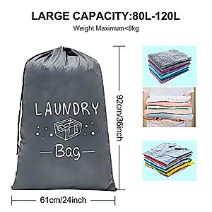 Sylfairy 2 Pack Extra Large Travel Laundry Bag, Durable Rip-Stop Dirty Clothes Shoulder Bag with Drawstring, Heavy Duty Travel Laundry Bag, Large Laundry Hamper Liner, Machine Wash